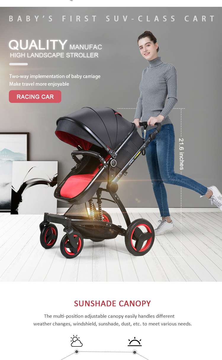 High landscape can sit reclining two-way stroller folding shock baby ...