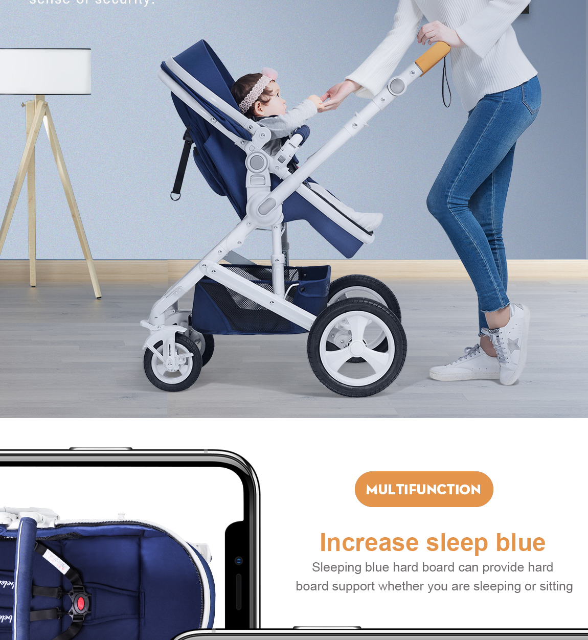 High landscape baby stroller can sit reclining two-way four-wheel shock ...