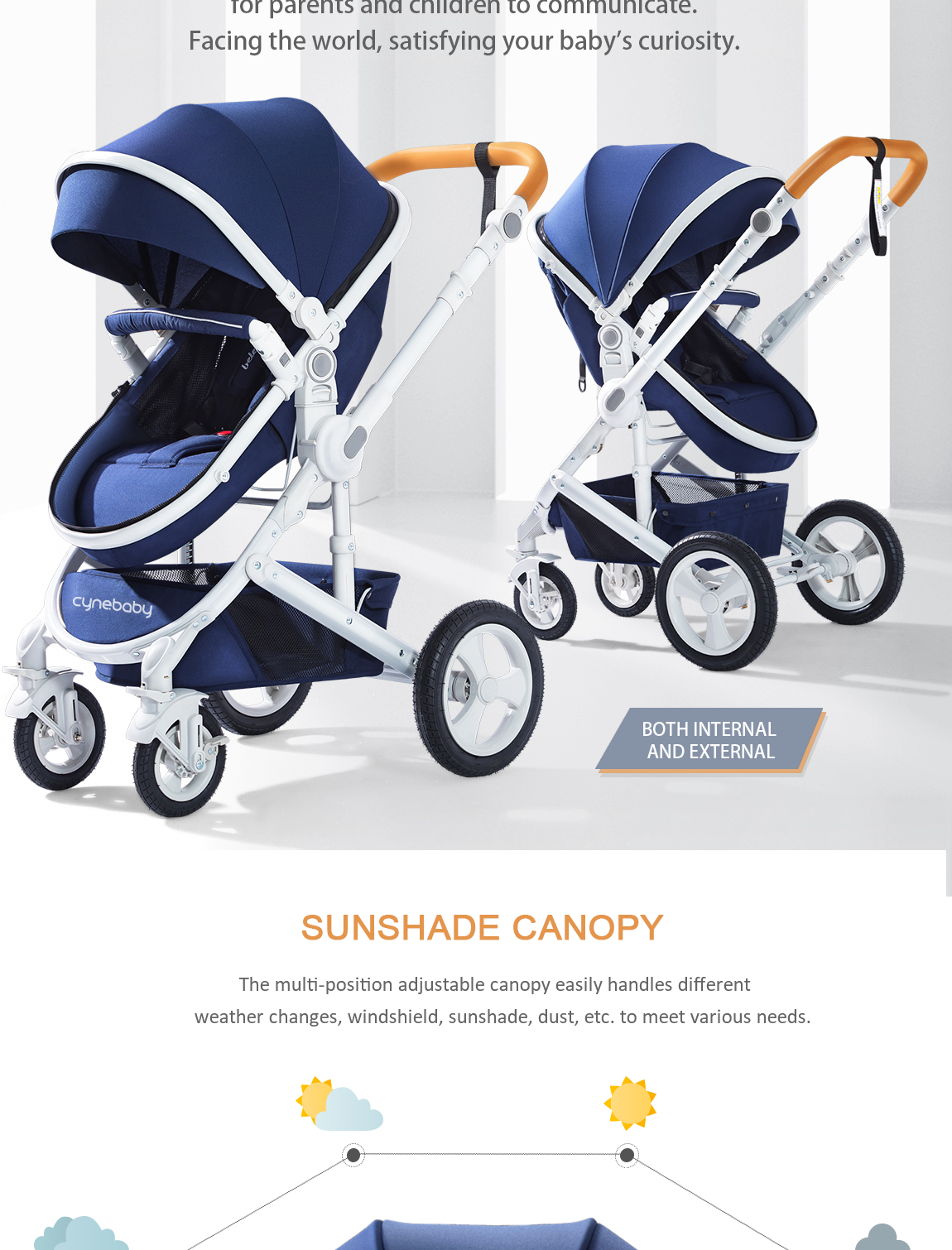High landscape baby stroller can sit reclining two-way four-wheel shock ...