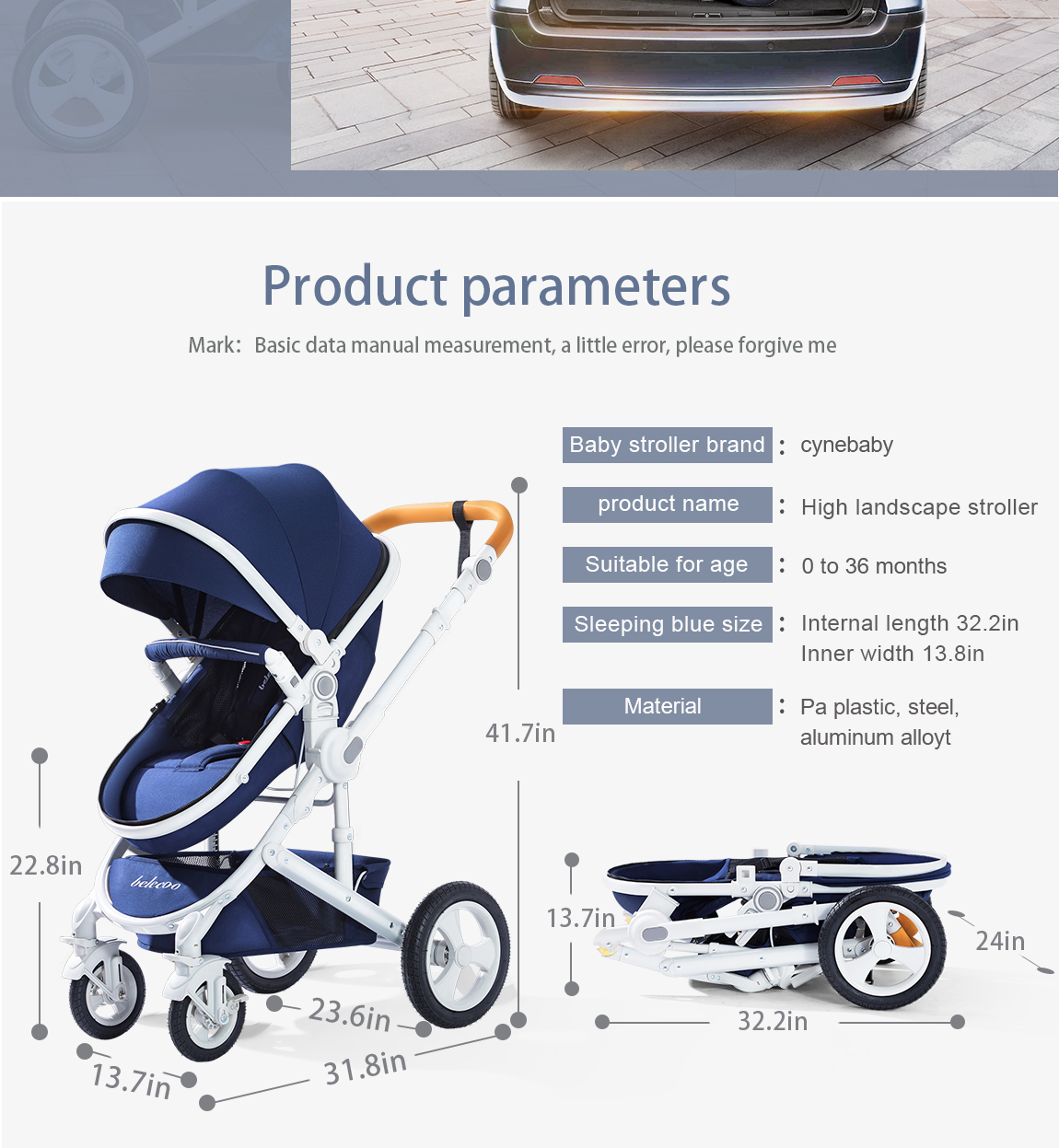 High landscape baby stroller can sit reclining two-way four-wheel shock ...