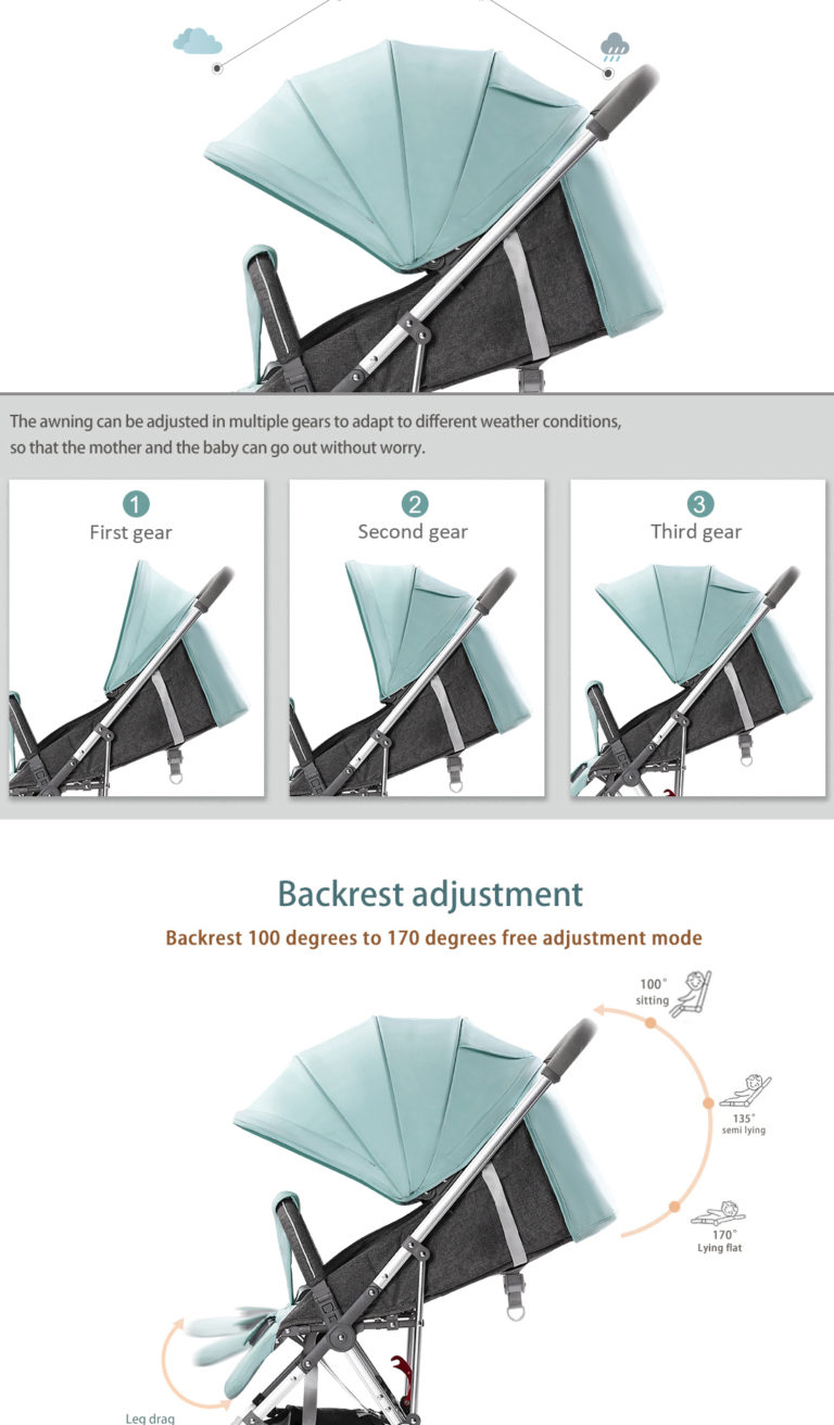 High landscape stroller lightweight folding can sit reclining trolley ...